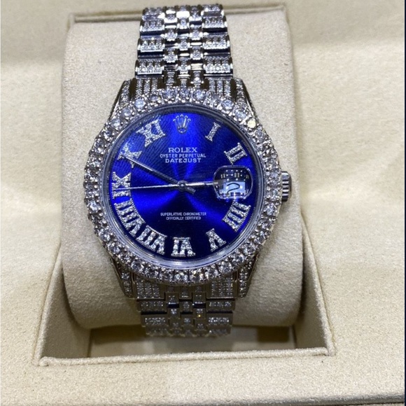 Rolex | Accessories | Rolex Silver And Blue Datejust Watch | Poshmark